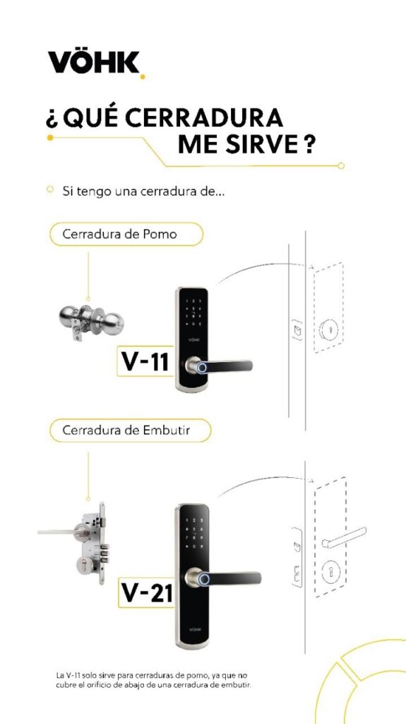 Cerradura inteligente VOHK Cerradura Digital V-11 Black Huella, App, WiFi